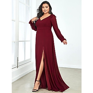 Ever-Pretty Women's Plus Size Long Side Slit Evening Party Dress Formal Dress Burgundy US20