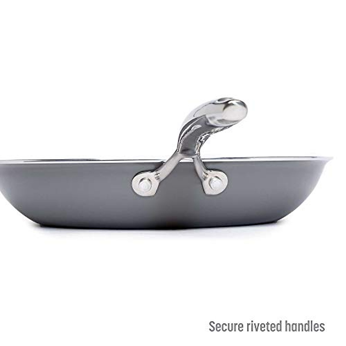 Goodful Ceramic Nonstick Pots and Pans Set, Titanium-Reinforced Premium Nonstick Coating, Dishwasher Safe Pots and Pans, Tempered Glass Steam Vented Lids, Stainless Steel Handles, 12-Piece, Gray