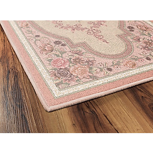 Brumlow MILLS Estate Rose Floral Blossoms Traditional Area Rug for Living Room Mat, Dining, Kitchen Rugs, Bedroom Carpet and Home Décor, 22" x 60", Blush