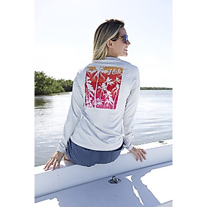 HUK Women's Pursuit Long Sleeve Performance Shirt + Sun Protection, Paradise-Glacier, Large