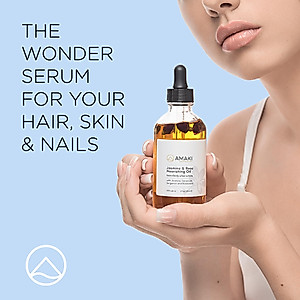 Organic Moisturizer Oil For Face and Skin - Essential Oil Blend for Face, Body, Lips, Nails - Rose Hip, Jojoba, Sweet Almond, Primrose, Argan, Jasmine Oils - Reduces Wrinkles - Massage Oil - by Amaki