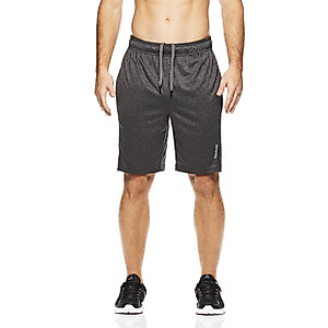 Reebok Men's Drawstring Shorts - Athletic Running & Workout Short w/Pockets - Charcoal Fireball, Small