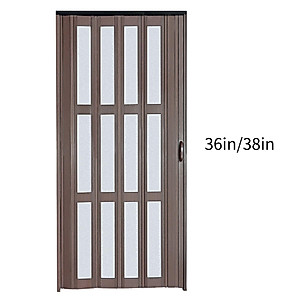 CCBOYSHARDWARE 36X96in Accordion Door,Interior Folding Doors for Closet Includes Hardware and Lock,Brown