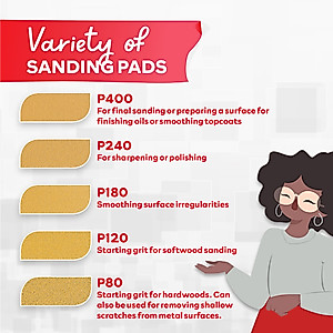 XFasten Micro Sander Kit 3.5” x 1” Mini Detail Sander Sandpaper Kit 80 120 180 240 400 Grit 100 PCS Sand Paper for Wood Furniture, Mini Sander Kit, Finger Sander, Small Sander for Small Projects