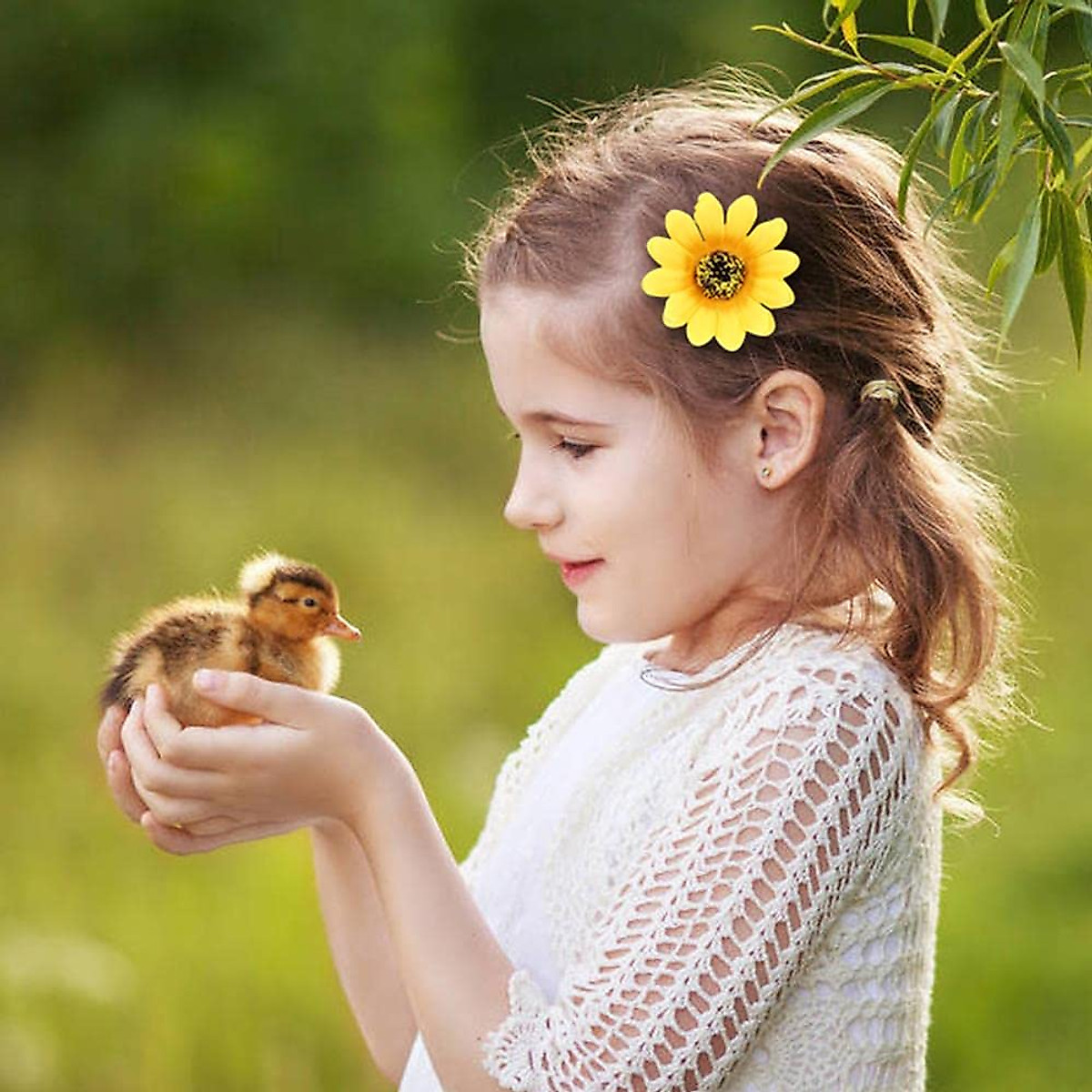 inSowni 25 Pack Beach Hawaiian Wedding Realistic Sunflower Daisy Flower Alligator Hair Clips Pins Barrettes Brooches Headpiece for Women Girls Brides