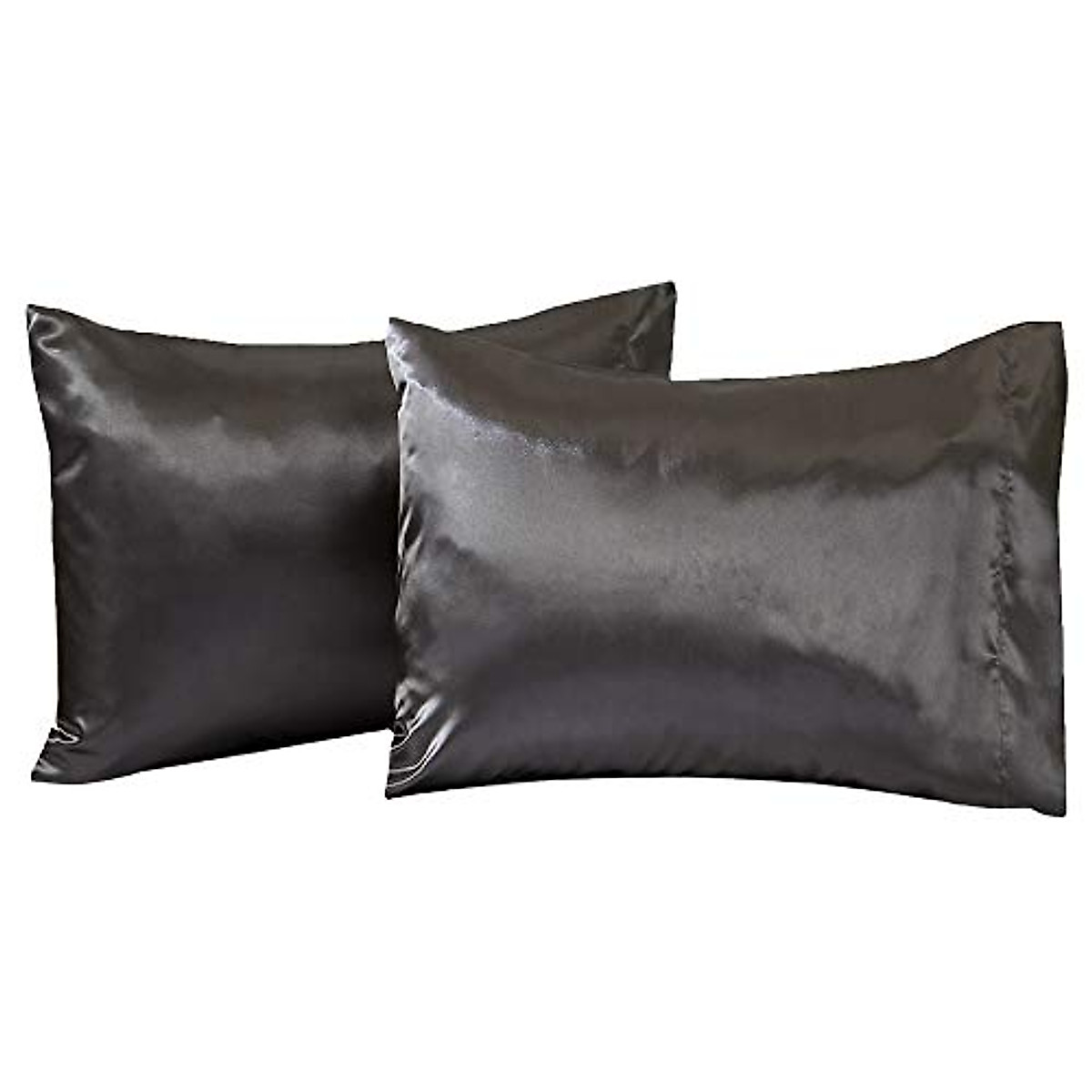 Great Bay Home Satin Pillowcase for Hair and Skin King - Charcoal Silk Pillowcase 2 Pack 20x36 inches - Satin Pillow Cases Set of 2 with Envelope Closure