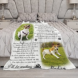 Artsadd Dog Pictures Custom Throw Blanket with Name Personalized Pet Memorial Blanket Memory Gift for Friends Sympathy Remembrance Customized Bed Throw Blanket Made in USA
