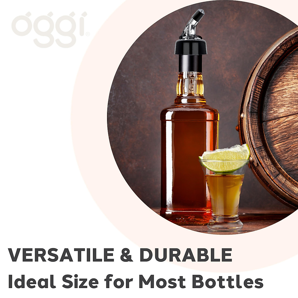 OGGI Automatic Measured Bottle Pourer Spout - Bottle Pourer Liquor Bottle Pourers Bottle Jigger Quick Shot Spirit Measure Pourer, 1 oz/ 30 ml (Clear, Black)