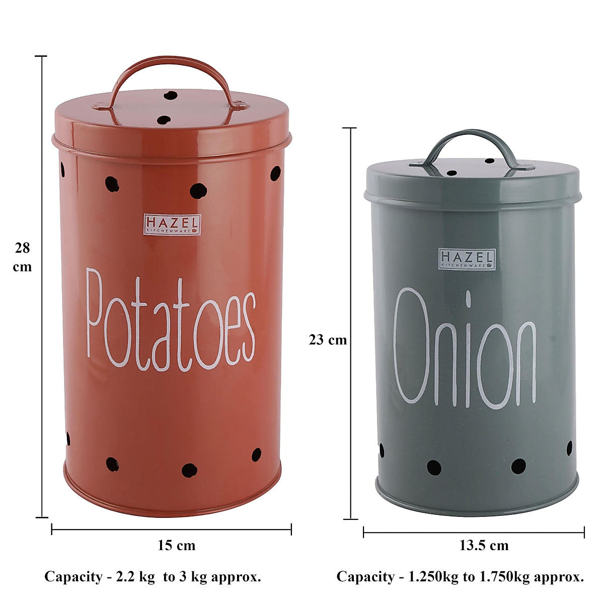 HAZEL Onion Potato Storage Container For Kitchen | Storage Set with Lid, Potato & Onion Container, Set of 2