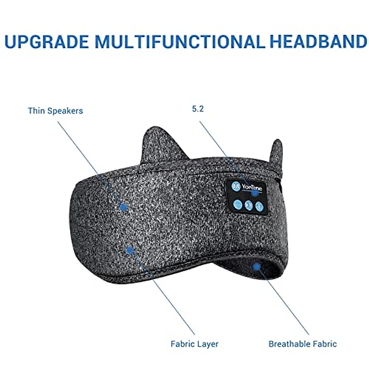 Yontune Sleep Headphones Headband Wireless Music Cozy Sport for Travel Sleeping Workout Unique Gifts