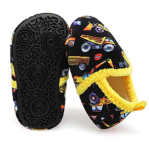 XIHALOOK Toddler Baby Girls Boys Slipper Socks with Grippers Toddler Slip on House Slippers Black Car, 6.5-7.5 Toddler
