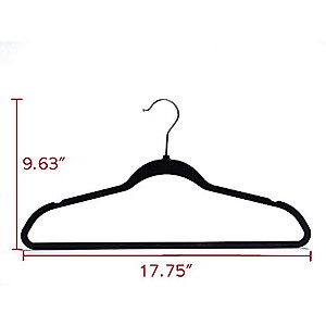 Only Hangers No Flock Space Saving Hangers, Black, Set of 20