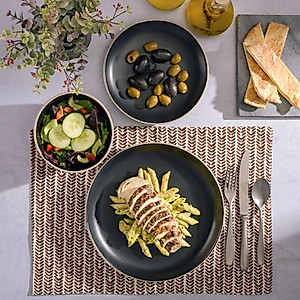 IHIPPO Dinnerware Sets Kitchen Dinnerware Sets 12-Piece Dinnerware Set Plates Sets for Home Dinner Set Dishes and Plates Sets Round Porcelain Dinnerware Plates and Bowls Set Modern Dinnerware Set