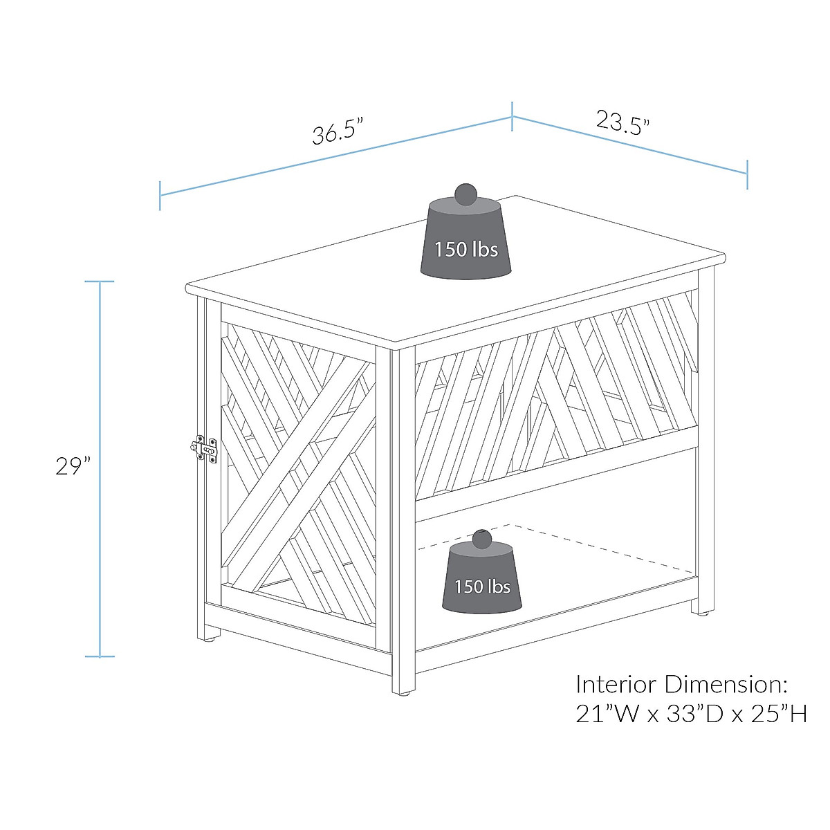 Casual Home Wooden Lattice Pet Crate, End Table, Espresso