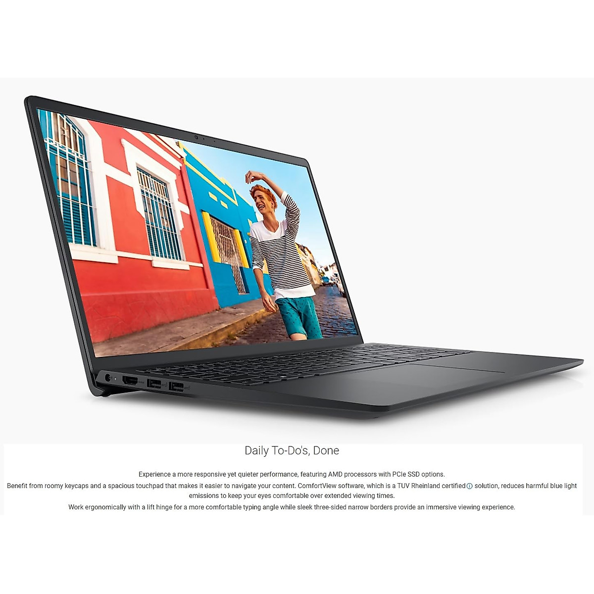 DELL Newest Inspiron 15 Business Laptop, 15.6" Full HD LED, AMD Ryzen 5 5500U, 8G RAM,512GB SSD, Webcam, WiFi, Win 11 Pro, SD Card Reader, Long Battery Life, Carbon Black