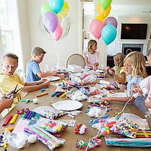 · TIN ROOF · CRAFTS Giant Arts and Crafts Supplies for Kids - Kit for Toddlers Age 4 5 6 7 8 9 – D.I.Y Crafting Collage – Loads of Supplies – Pipe Cleaners - Bag Rainbow Colored Small Pompoms 3/8"