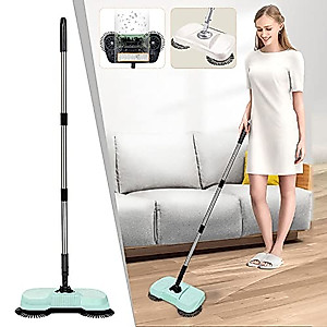 Hand Push Sweeper, Household Lazy Dry Sweep, Wet Mop, Storage,3 in 1 Suction Sweeping Machine, 180° Range of Motion, Hand-Push Automatic Hand Sweeper is Light and Quiet, for Wood Hardfloor, Tile