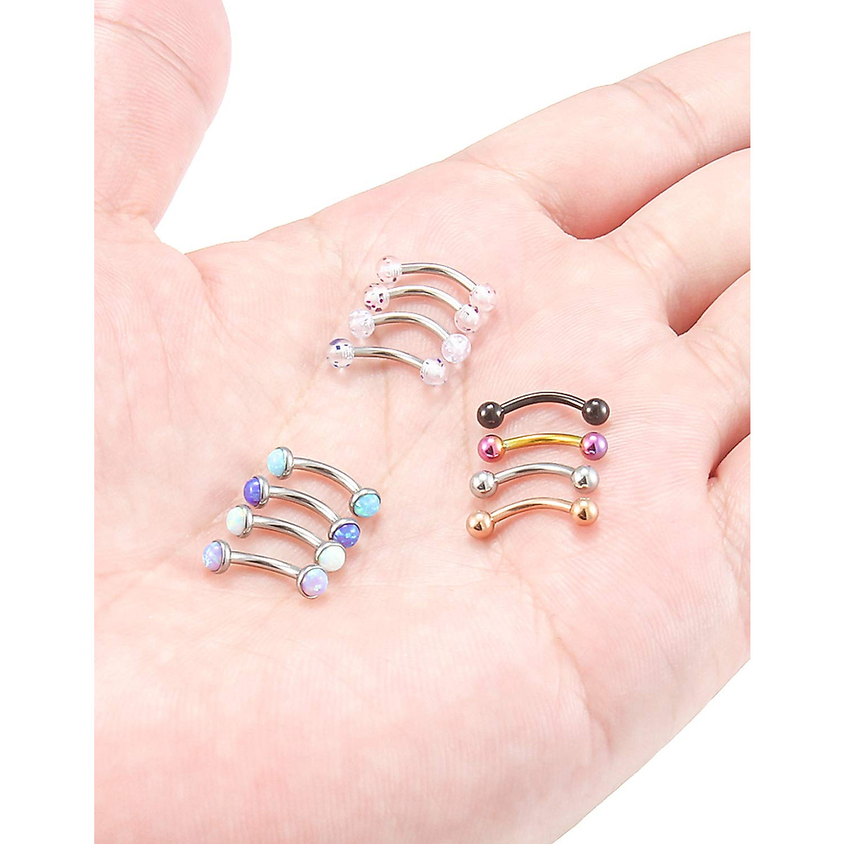 Jenxnjsjo Eyebrow Rook 16g 8/10mm Piercing Jewelry Ring for Women Vertical Labret Lip Hood Curved Barbell Rook Snug Earrings Belly Button Snake Frog Eyes Vch Bridge Cartilage Daith Surface Anti Tragus