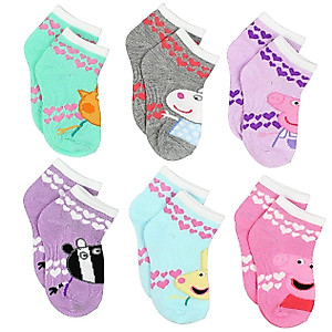 Peppa Pig Girls 6 pack Socks (X-Small (2-4), Friends Quarter Multi)