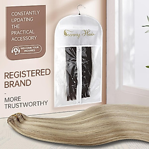 Sunny Hair Clip in Hair Extensions Straight Human Hair Clip in Extensions Remy Clip in Hair Extensions Real Human Hair Extensions Clip ins Golden Blonde Highlights Light Blonde 18inch