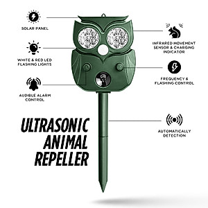 Guard Dog Security Ultrasonic Animal Repeller Outdoor, Rodent Repellent Ultrasonic Plug-in, Waterproof Defender Against Dog, Deer, Raccoon, Skunk, Rabbit, Rodent, Best for Garden, Lawn, Farm Use (1)