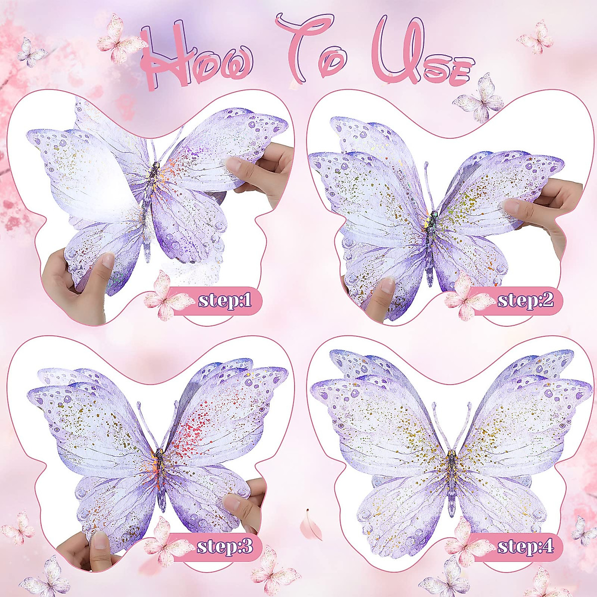 Wesiti 18 Pieces Butterfly Baby Shower Birthday Decorations Butterfly Party Tables Centerpieces 10 x 7 Inch Pink Purple Butterflies Table Toppers for Wedding Birthday Party Supplies(Classic Style)