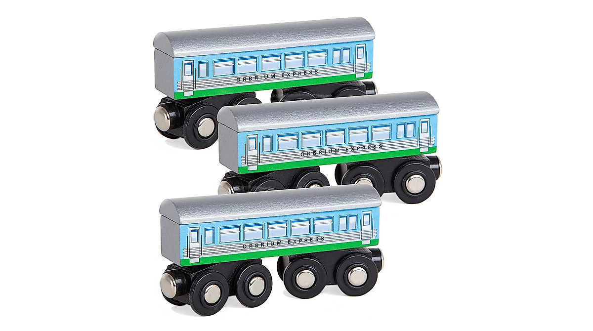 Orbrium 3 Pcs Wooden Railway Express Coach Cars