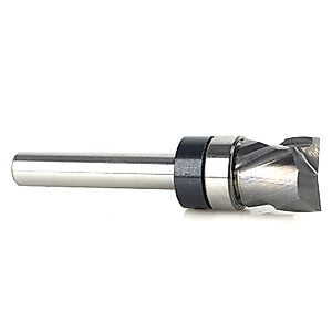 SICWOOD Solid Carbide Compression Flush Trim Router Bit 1/4 Shank, 2+2 Flute, 1/2" Diameter, 1/2" Cutting Length, Pattern and Mortising Trim Router Bit, Template Top Bearing Router Bit