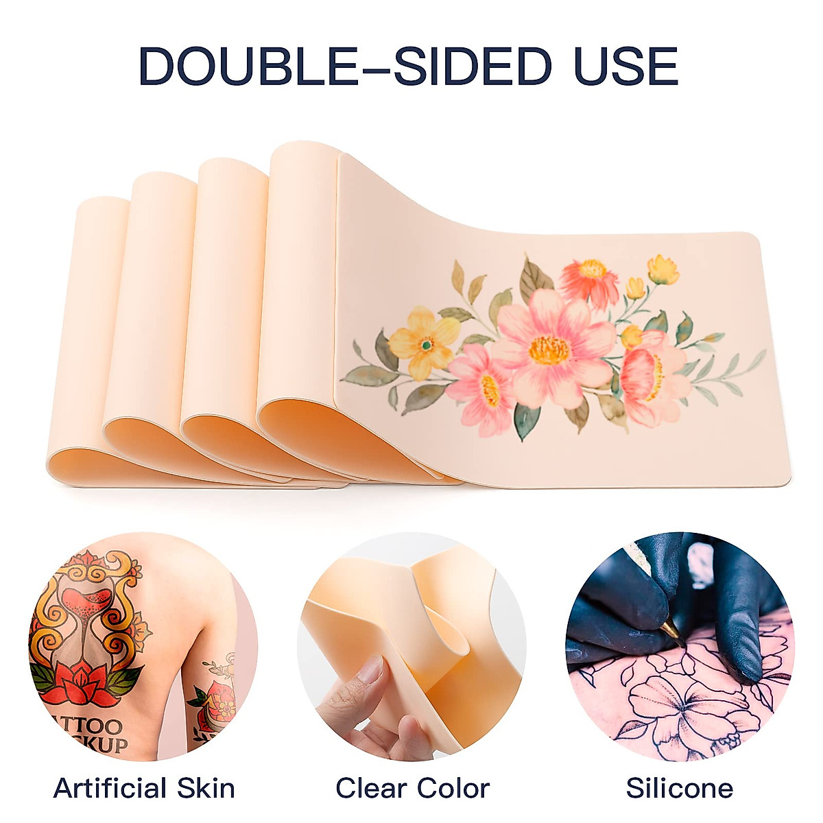 Blank Tattoo Skin Practice, 10Pcs Double Sides 8x6" Tattooing Skins Microblading Eyebrow Practice Skin for Tattoo Supplies,Tattoo Kit,for Beginners and Experienced Tattoo Artists