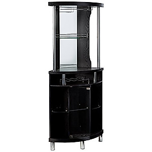 Home Source Corner Bar Unit, Black