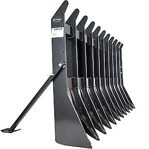 Titan Attachments Skid Steer Root Rake Attachment 60in Wide, Universal Quick Tach Hookup, Root Clearing Brush Rake, Land Clearing Site Prep Implement, Roll Debris, Silage, Brush to Burn Pile