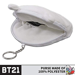 Concept One BT21 LINE FRIENDS Small Coin Purse Wallet with Keychain, RJ, One Size