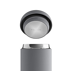 Fellow 12 oz Carter Wide Travel Mug - Wide Mouth Vacuum-Insulated Stainless Steel Coffee Mug - Tea and Coffee Tumbler - Travel Coffee Mug with Ceramic Interior - Matte Grey