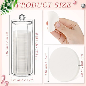 Dandat 20 Pcs Round Makeup Sponge with Acrylic Container Compact Powder Puff Cosmetic Sponge Round Foam Pad Beauty Face Makeup Foundation Powder Blender for Wet and Dry Dual Use(White)