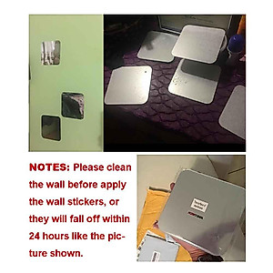 Wall Decor Sticker, H2MTOOL 12PCS Acrylic Mirror Wall Stickers 15cm Adhesive Rounded Corner for Home Decorations (Silver, 15X15cm)