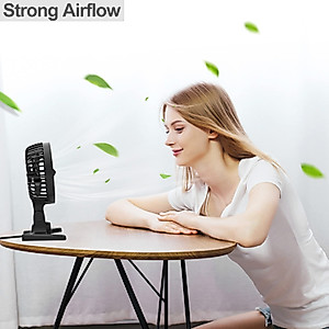 ZOEYEA USB Desk Fan, Strong Airflow Small Fan, Adjustable Rotation Desktop Table Cooling Fans with Plug-in USB Powered Cable, Quiet Personal Mini Fans for Home Office Travel