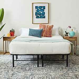 Linenspa Folding Metal Platform Bed Frame - No Box Spring Needed - Underbed Storage - Simple Tool Free Assembly - Mattress Foundation - 14" High - Traditional Design - Sturdy Steel - Queen Size