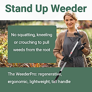 FarmHand WeederPro - Stand up Weed Puller with 42" Long Handle | Commercial Grade Handle with Powder Coated Steel Claw | Removes Weeds with No Bending No Kneeling