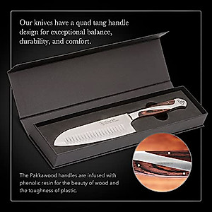 5.5 Inch Japanese Style Santoku Knife | Hammer Stahl | High Carbon Stainless Steel Kitchen Knife | Razor Sharp Multipurpose Chopping Knife for Meat, Vegetable & Fruit with Ergonomic Handle & Gift Box