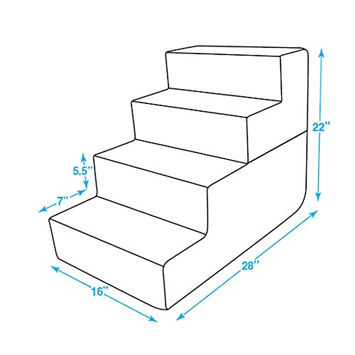 Best Pet Supplies Foldable Foam Pet Steps for Small Dogs and Cats, Portable Ramp Stairs for Couch, Sofa, and High Bed Climbing, Non-Slip Balanced Indoor Step Support, Paw Safe - Gray Lattice, 4-Step (H: 22")