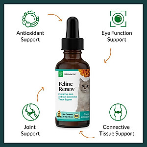Ultimate Pet Nutrition Feline Renew, Advanced Omega-3 Immune, Joint, and Skin Connective Tissue Support Supplement for Cats, 30 Servings