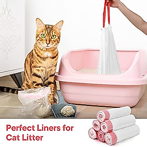 186 Count Strong White Trash Bags - 4 Gallon Drawstring Liners for Home, Kitchen, Bathroom, Office & Bedroom Garbage Can Bin - Unscented Plastic Bags