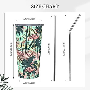 IYERSKD Tropical Palm Flamingo 20 oz Stainless Steel Tumbler Vacuum Insulated Leakproof Travel Mug for Car Office Gym