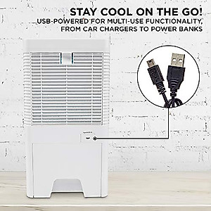 Ivation Personal Mini Air Cooler, Portable USB-Powered Desktop Evaporative Swamp Cooler Fan Humidifier with 2-Speed Fan, 5-Hour Cooling for Home, Office Desktop or Car Up to 21 Sq/Ft