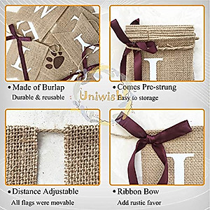 Uniwish Burlap Let’s Pawty Banner Dog Birthday Party Decorations Puppy Pet Dogs Cats Happy Birthday Paw Print Sign Photo Backdrop