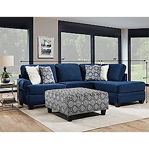 Roundhill Furniture LAB8642SEC-GN Contemporary L-Shape Sectional Sofa, Groovy Navy