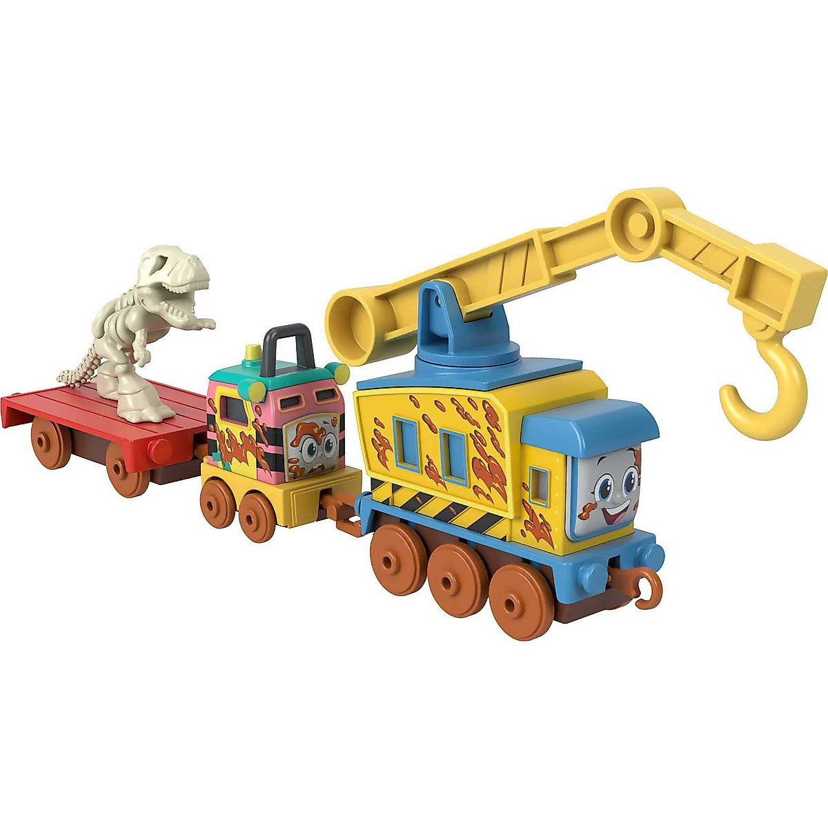 Fisher-Price Thomas & Friends Dino Fix ‘em Up Friends, Carly the Crane and Sandy push-along toy train for preschool kids ages 3 years and older