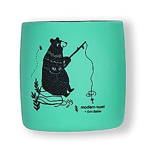 modern-twist Sip Set, Food-Grade Silicone, Waterproof, Dishwasher, Freezer Safe, Reusable Cups – Green Bear Family, Pack of 2