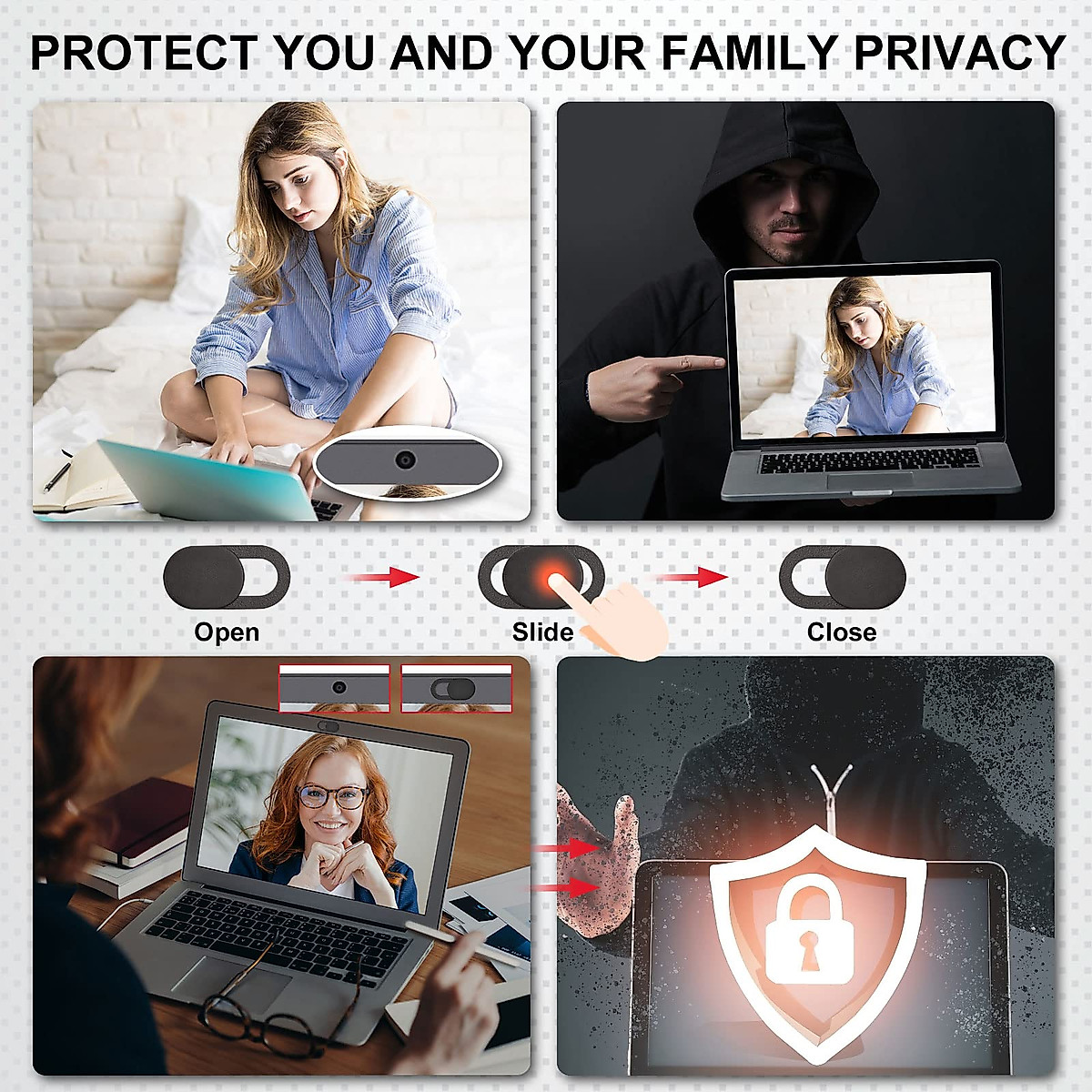 Webcam Cover, Halalili [2 Pack] 0.027 Inch Ultra-Thin Web Camera Cover Slide Compatible with MacBook, Laptop, PC, Computer, iMac, iPad, iPhone 8/7/6 Plus, Protect Your Privacy and Security