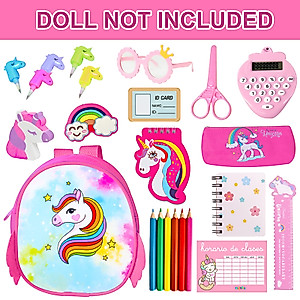 UZIDBTO American 18 Inch Doll Accessories Stationery Set and Clothes Pink Unicorn Series for Kid's 18 Inch Doll